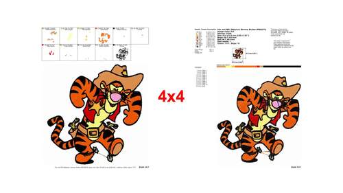 Tigger Bouncing Cowboy Hat Sheriff Star Embroidery Designs - Instant ...