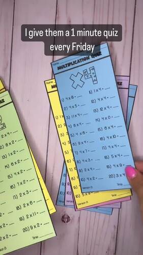 Multiplication Fluency Kit, Math Facts Timed Quizzes, Flash cards, Tracker