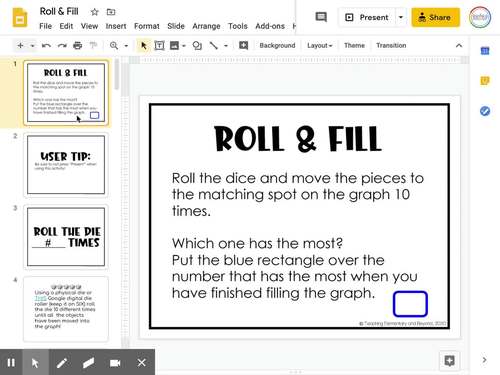 Google Classroom™ Roll & Fill Digital Dice Graphing Activity | Distance ...