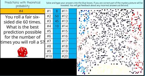 Making Predictions with Simple Probability 7th Grade Math Pixel Art ...
