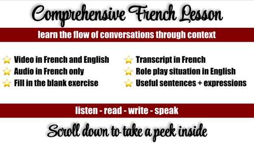 French Conversation Lesson - Au Marché - Reading, Writing, Listening ...