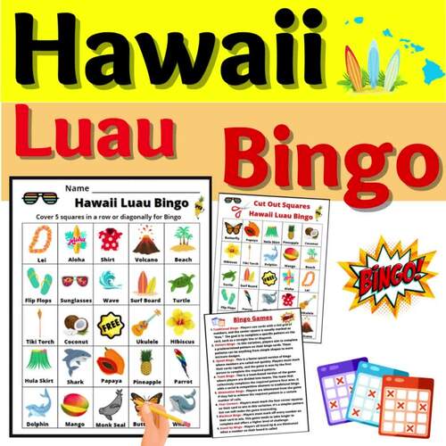 Hawaiian Bingo Luau Aloha Hawaiian Activities Resource Summer by ...