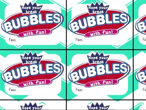 Dubble Bubble Winter Break (Christmas) Gift Tag-Hope your break BUBBLES ...