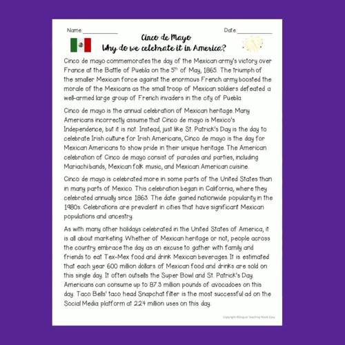 Hispanic Heritage Month, Cinco de mayo & Battle of Puebla- Reading ...