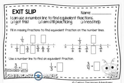 3rd Grade Math Exit Tickets for Comparing Fractions | TpT