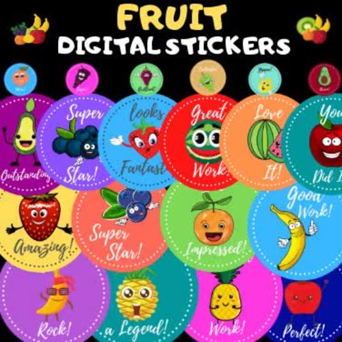Fruit Motivational Digital Stickers Great For SeeSaw Back to School