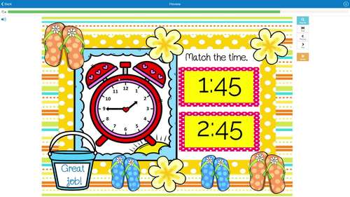 Summer Math Match The Time Quarter, Half, Hour Boom Cards by The ...