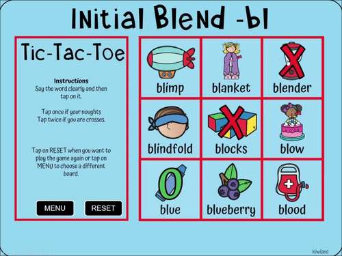 Articulation Tic Tac Toe Initial Blends | Speech Therapy | Teletherapy ...