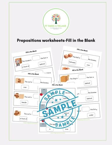 Prepositions Worksheets -Fill in the BLank | TPT