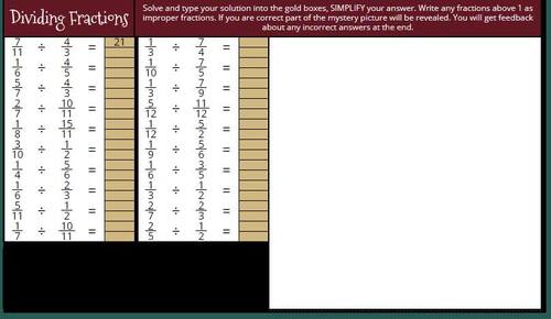 Dividing Fractions by Fractions Christmas Math Pixel Art Winter Mystery ...