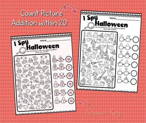 Halloween I Spy Addition and Subtraction Worksheet|Halloween I Spy Activity