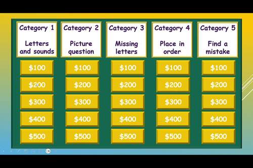 ELA, Phonics, Jeopardy Game, CVC words, Letters and Sounds, UFLI ...