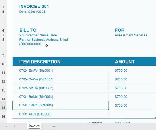 Business Invoice (Auto calculating) by FPS Eval-Docs | TPT