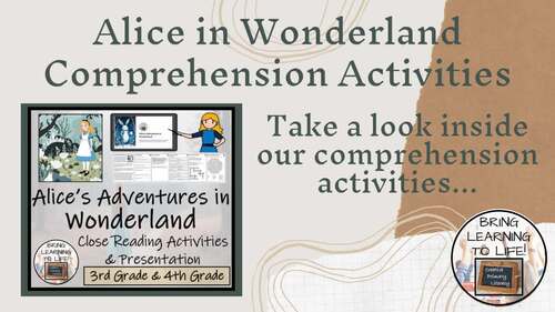 Alice in Wonderland Fiction Reading Comprehension | 3rd Grade & 4th Grade