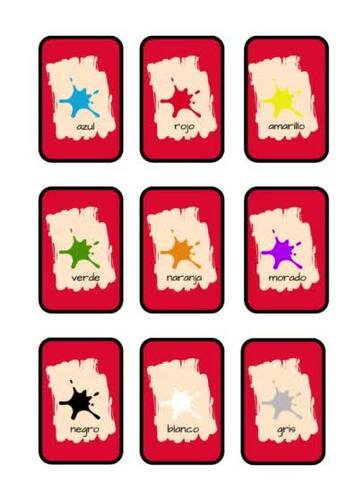 Spanish Colours Themed Matching Memory Pairs Cards by Worksheet Whisperer