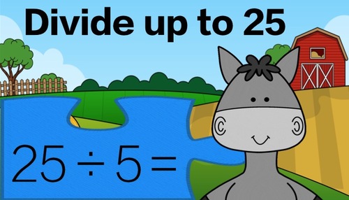 Divide up to 25 Fact Fluency: At the Farm: Math Brain Break | TPT