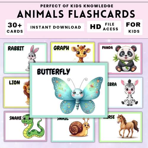 Animal Flashcards for Kids | Preschool & Kindergarten Learning Cards ...