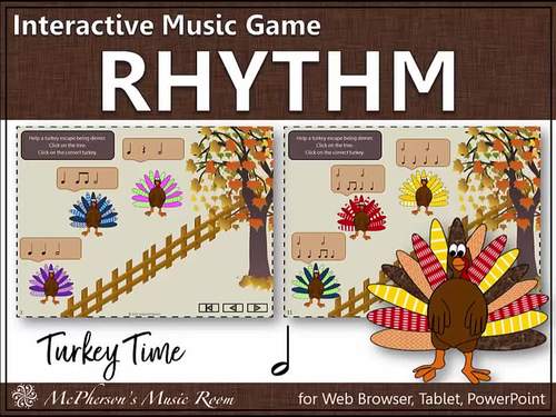Thanksgiving Music Half Notes Interactive Rhythm Game {Turkey Time}