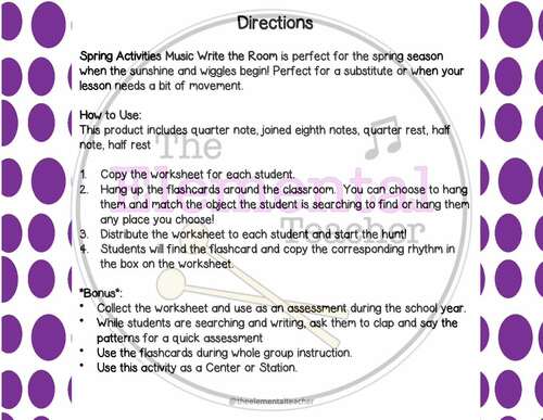 Spring Activities Write the Room Rhythm Activity Worksheet Half Note ...