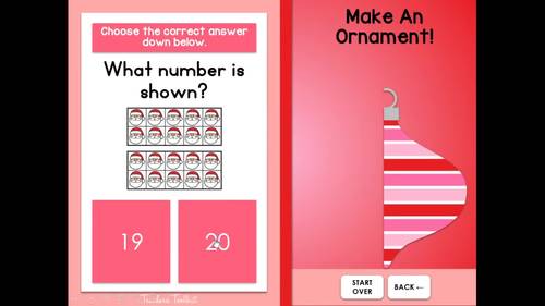 Christmas Ornament Math Digital Game for Math Centers Counting Ten ...