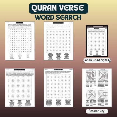 Quran Verse Word Search Set | Islamic Studies Printable Activities