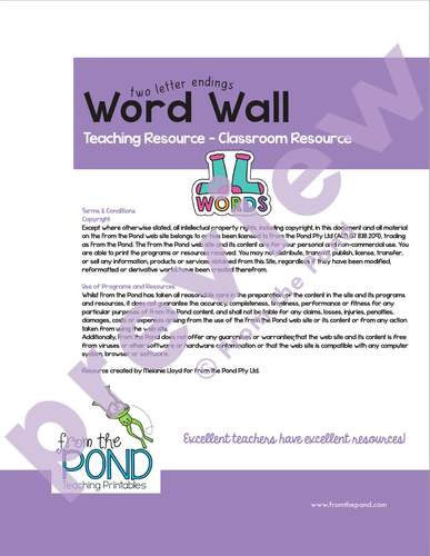 Double Letter Endings Sound and Word Wall by From the Pond | TPT