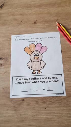 Turkey Counting Feathers No Prep, Decompose 4 - 10, Thanksgiving Math ...
