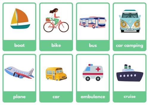 Colorful Illustrative Science Means of transport Flashcards | TPT