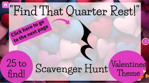 Valentines Musical Scavenger Hunt- "Find that quarter rest!" | TPT