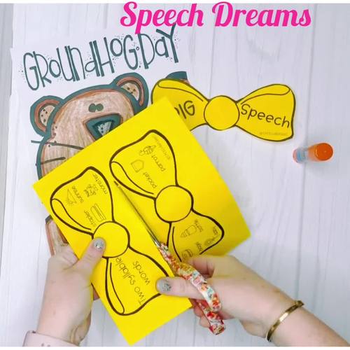 Groundhog Day Speech Therapy Craft (articulation language) cut and glue