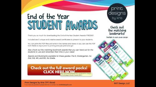 End of the Year FIRST GRADE Student Superlative Awards Certificates