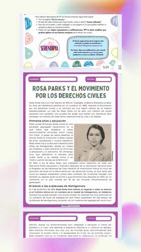 Rosa Parks Biografía Lectura | Rosa Parks Spanish Reading Comprehension