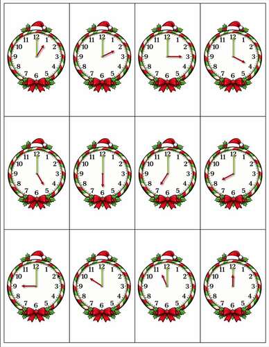 Elf of the Shelf Christmas Math: Telling Time Matching Game : No Prep ...