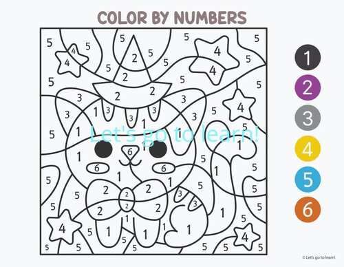 Halloween Color by Numbers Worksheets, Halloween Coloring Pages, Fine Motor