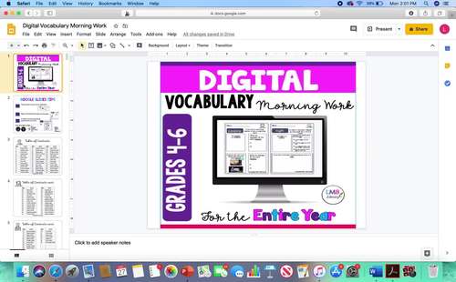 Digital Vocabulary Morning Work for Google Classroom, Vocabulary Activities