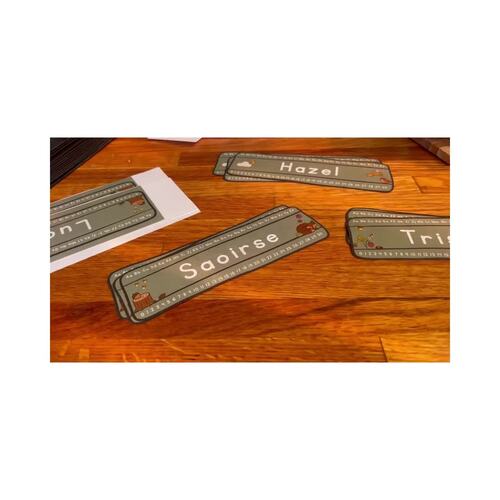 Editable Student Name Plates | Calm Nature Themes | Alphabet + Number Line