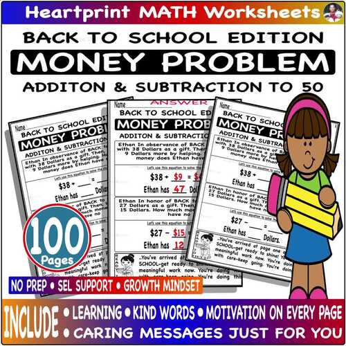 Addition and Subtraction Within 50 – Money Word Problems Practice - BTS ...