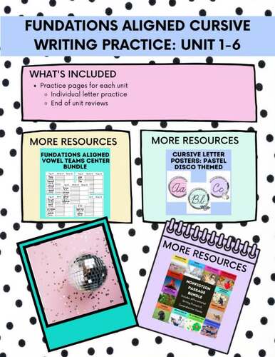 FUNdations Aligned Cursive Writing Practice: Level 3 Unit 1-6 Lowercase ...