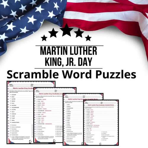 Dr. Martin Luther King Jr Day Word Scramble Vocabulary Activity No Prep ...
