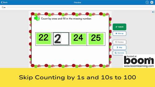 Skip Counting by 1s and 10s to 100 Boom Cards | Numbers 1-100 Digital Math