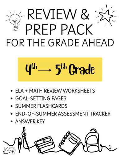 4th to 5th Summer Readiness Packet | ELA, Math, SEL, Fluency & Goal Setting