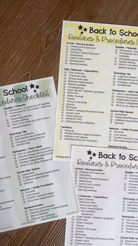 Back to School Routines and Procedures Checklist - First Week of School