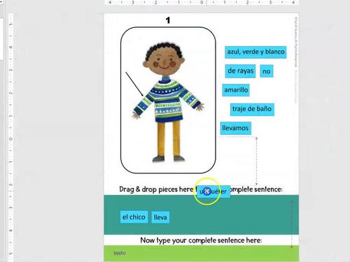 DIGITAL Sentence Structure Centers / Stations: Spanish Clothing / Ropa