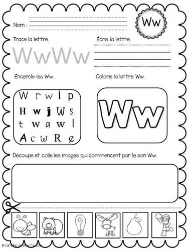 French Alphabet Letter W | Alphabet Lettre W by Caroline Joannette