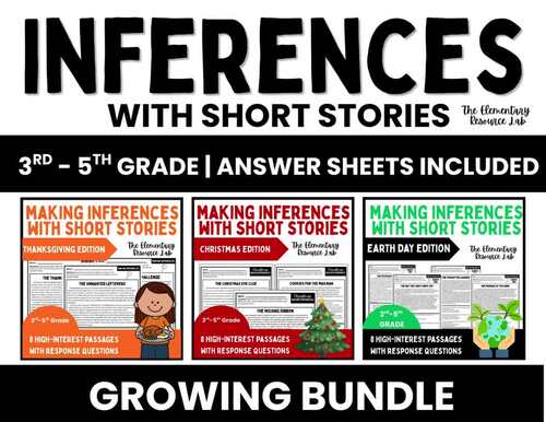 Inferences with Short Stories | 3rd 4th 5th | Growing Bundle | TPT