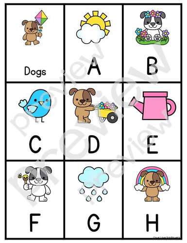Spring Dogs - Uppercase Lowercase Alphabet Matching - ABC Practice ...