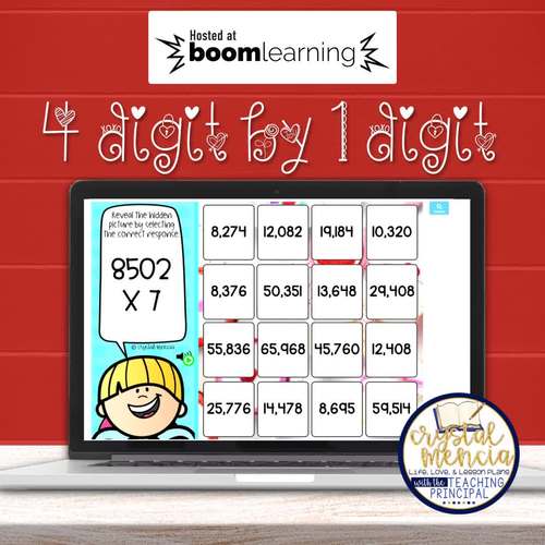 4NBT5 & 5NBT5 Multiply 4 digit by 1 digit Valentine Reveal a Picture ...