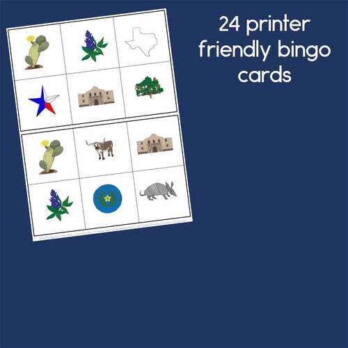 Texas Symbols Bingo Game Symbols of Texas & State History Informational ...