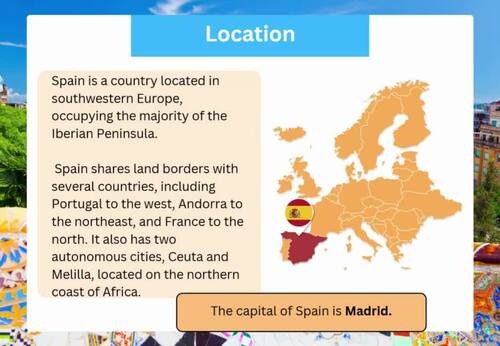 NO PREP All About Spain PowerPoint for 3rd-6th Grade - Geography