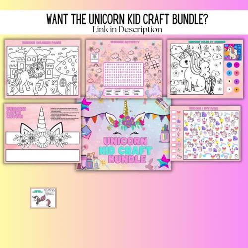 Unicorn Kid Craft Bundle, Unicorn Coloring Craft, Build a Unicorn Craft ...
